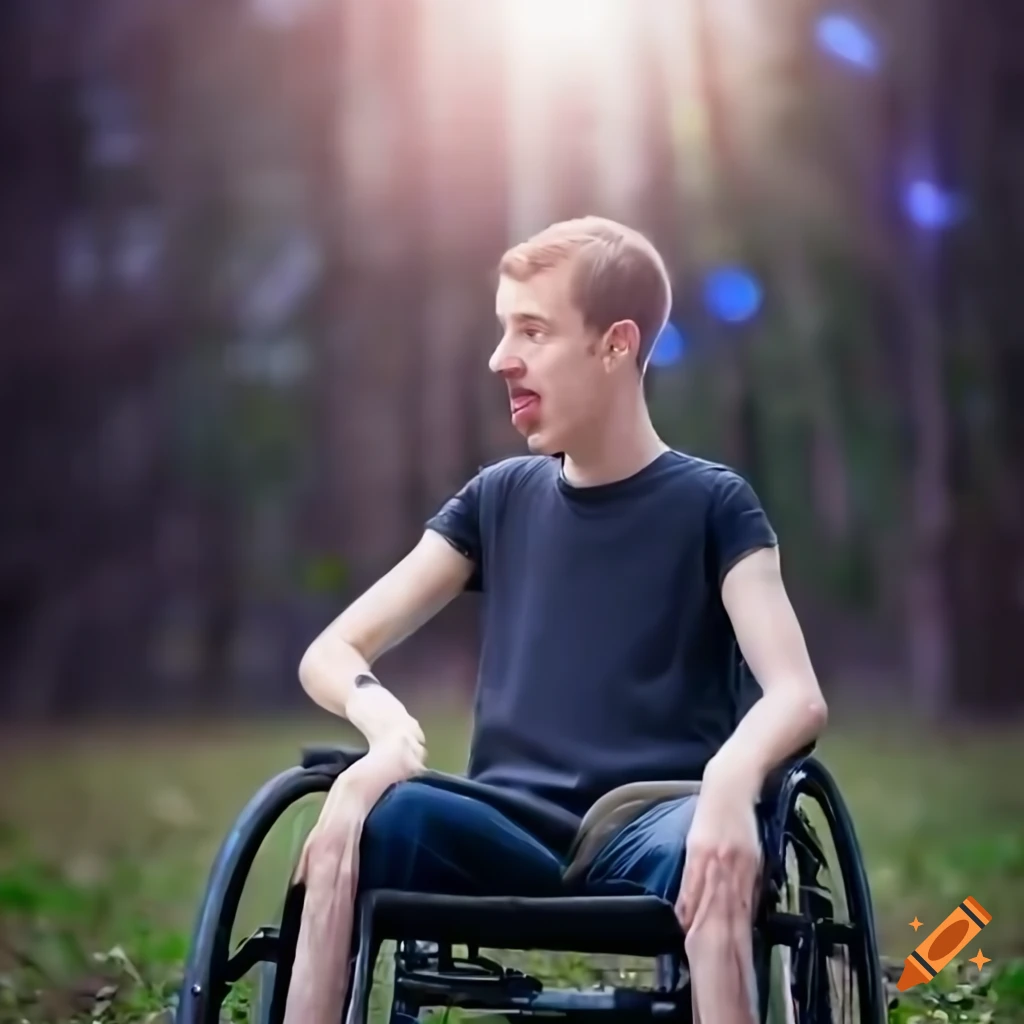 Portrait of a young man in a wheelchair