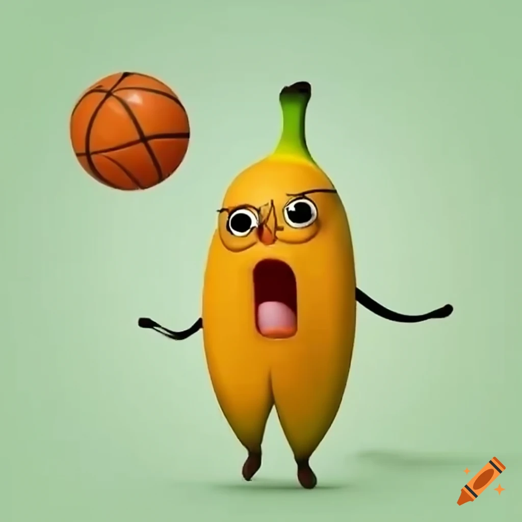 Animated banana playing basketball on Craiyon