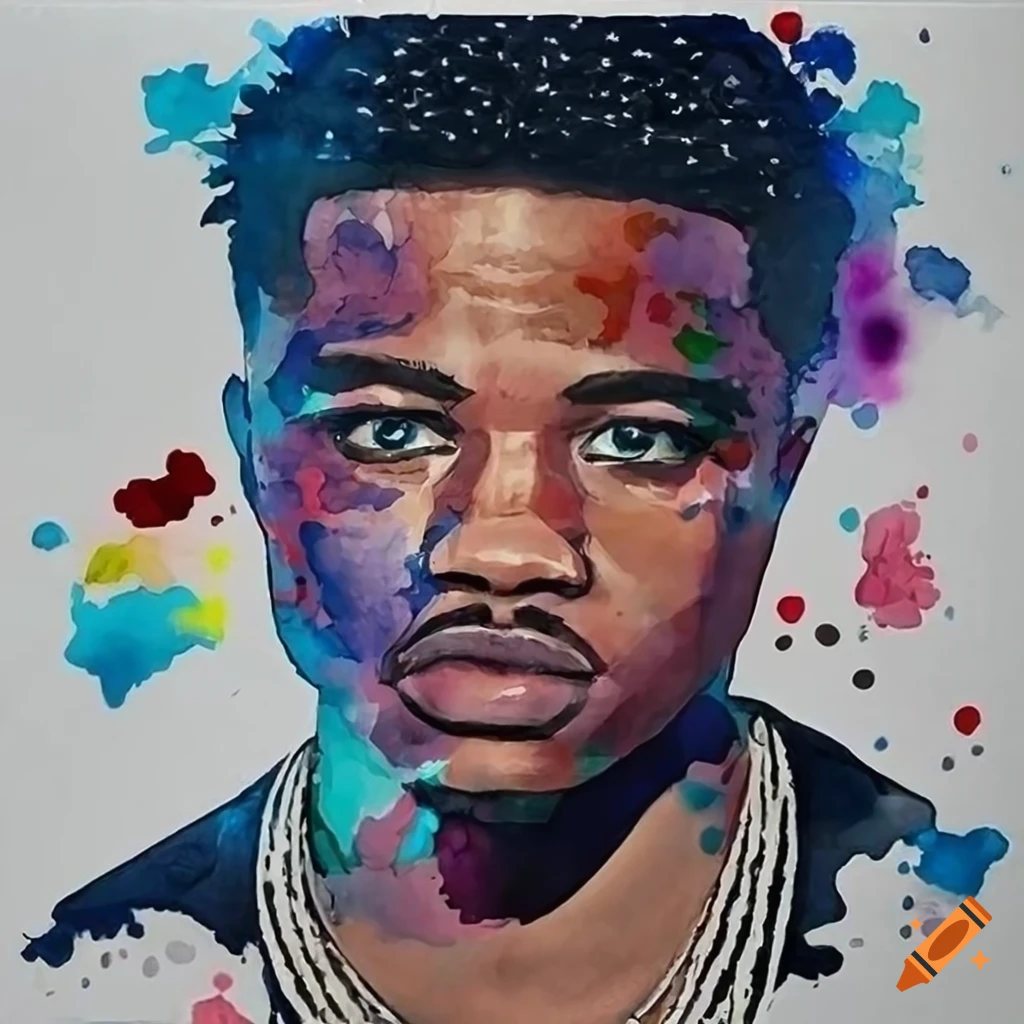 Watercolor portrait of roddy ricch on Craiyon