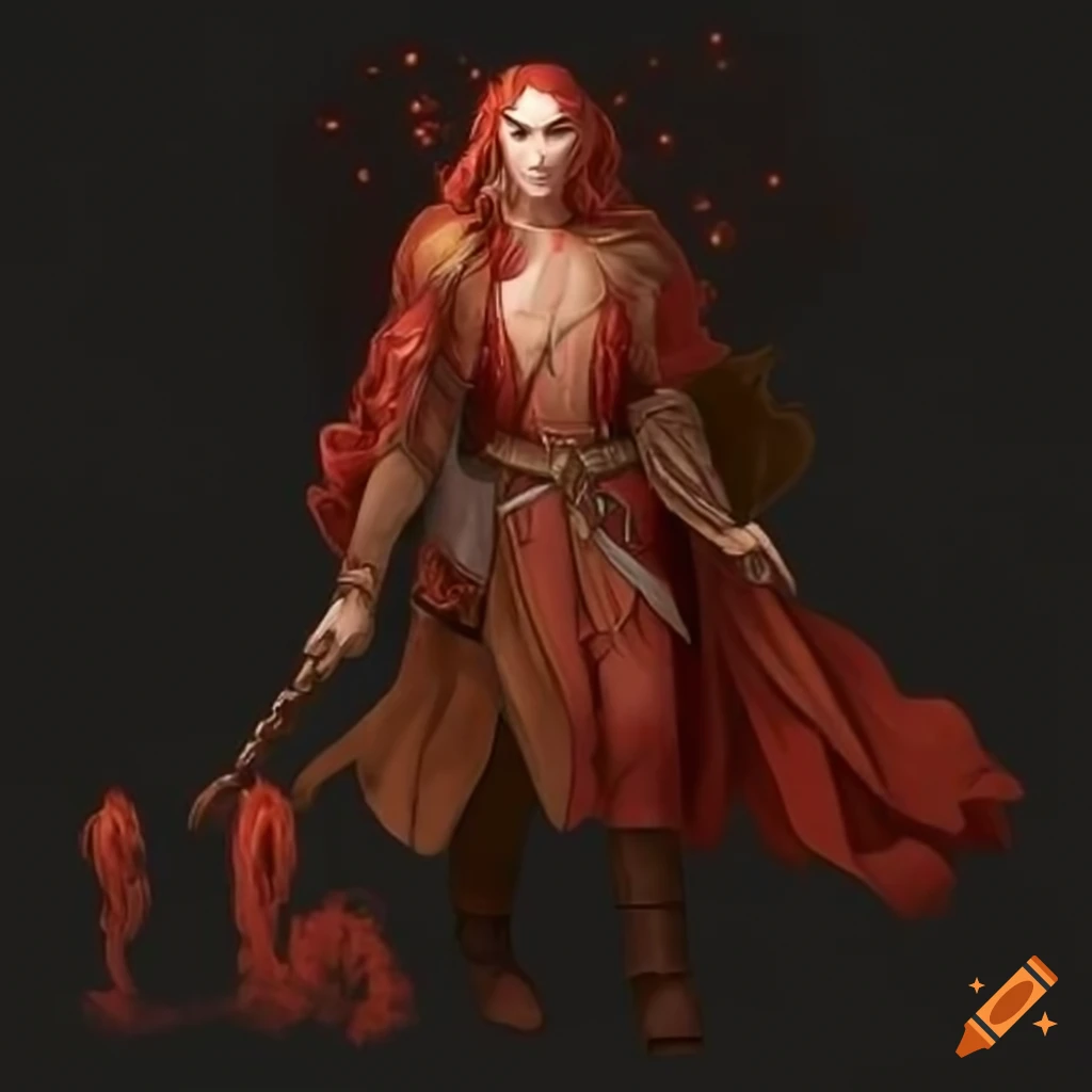 Red elf wizard in fantasy setting