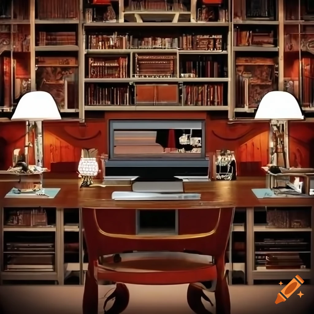 Spacious study room with rock and metal music theme on Craiyon