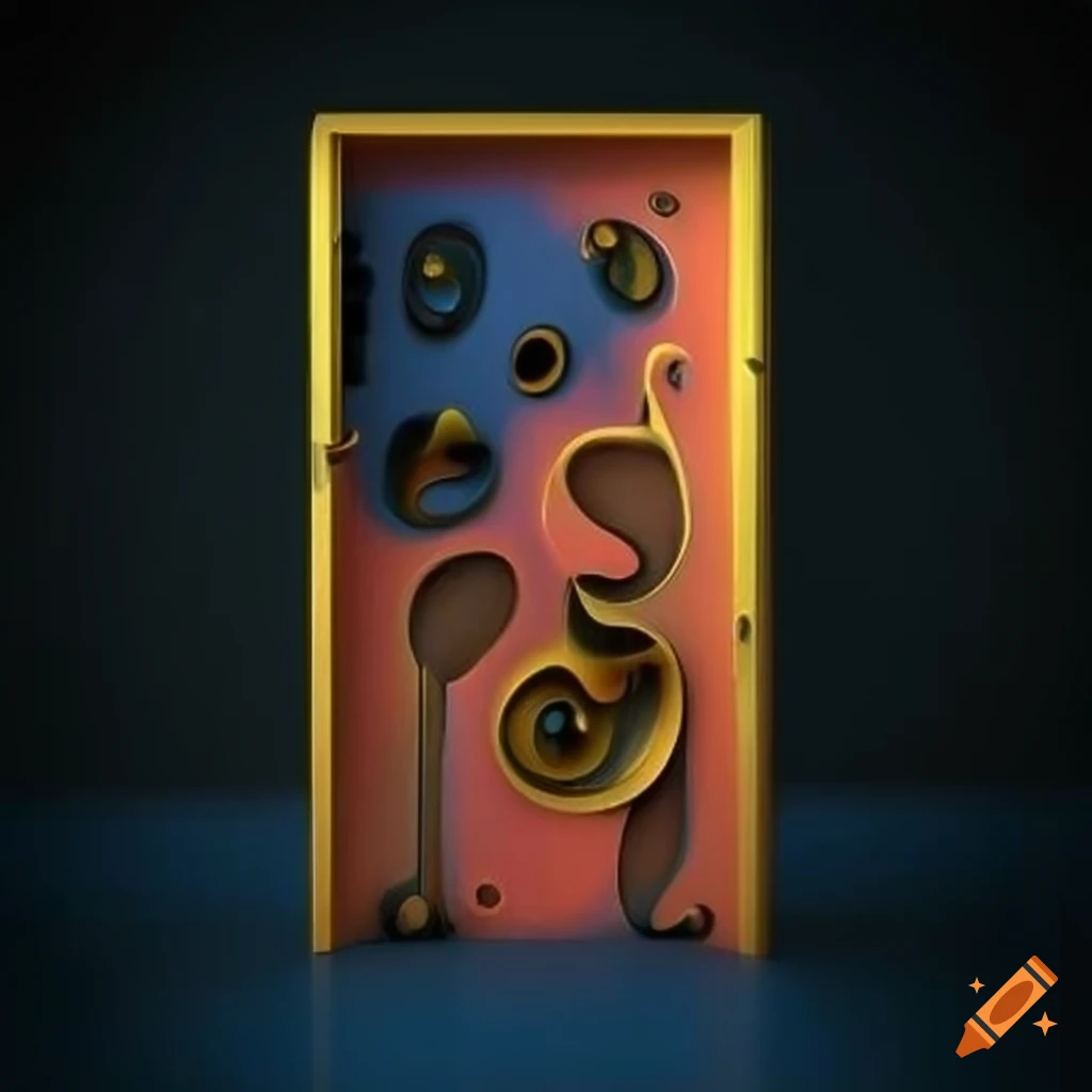 Abstract surrealism artwork with colorful shapes and a flower base on ...