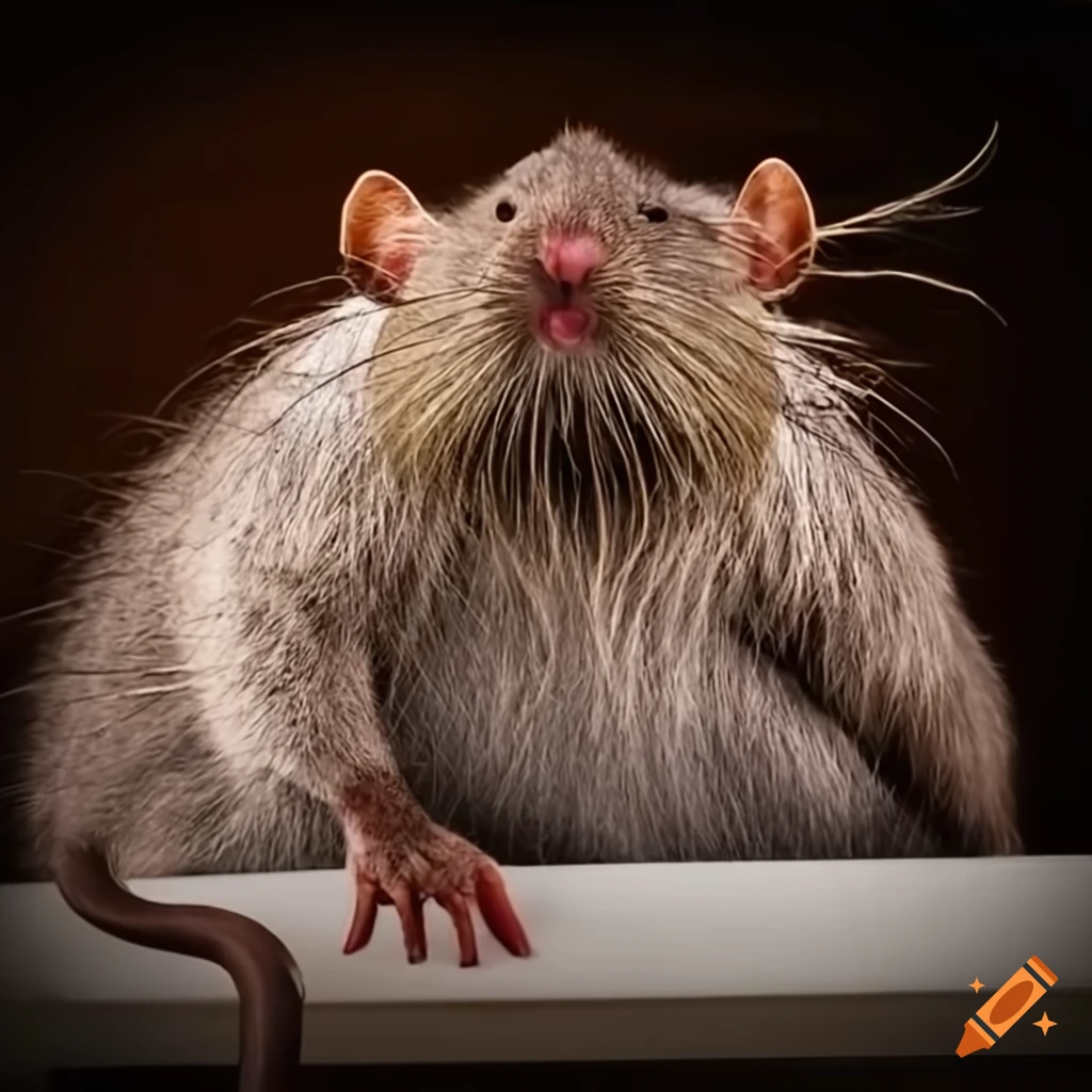 Picture of a rat with a beard using a computer on Craiyon