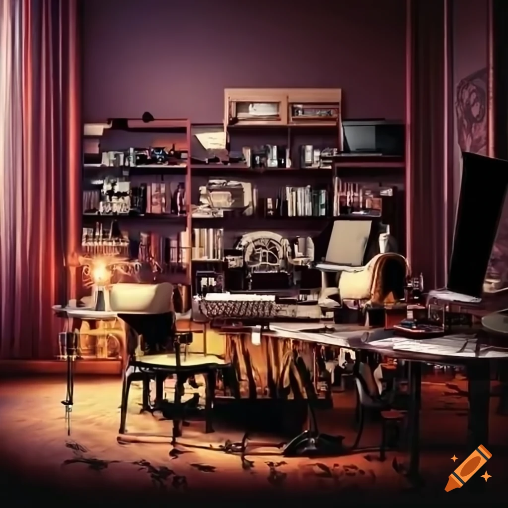 Open study room with rock and metal music theme on Craiyon