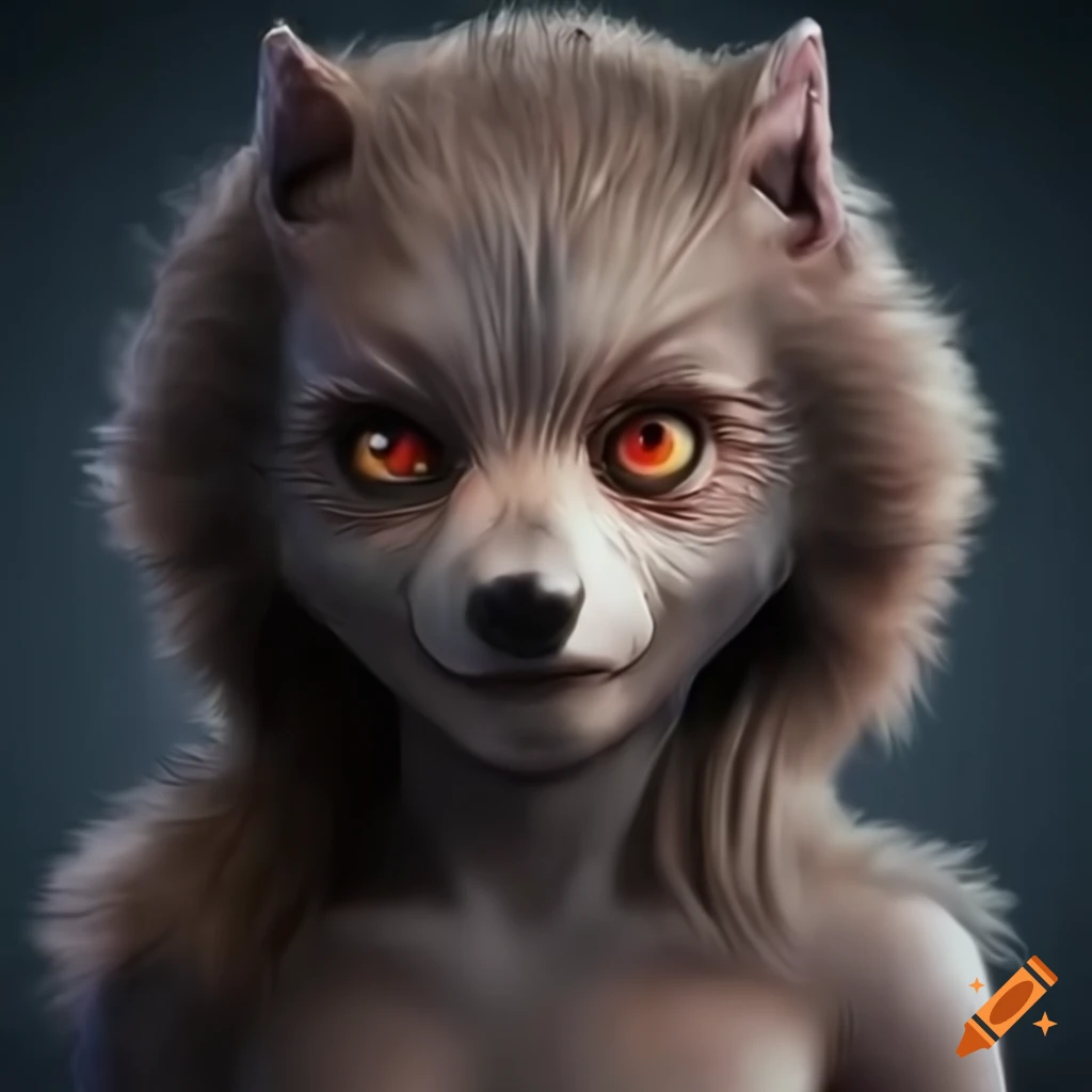 Hyper-realistic portrayal of winnie werewolf on Craiyon