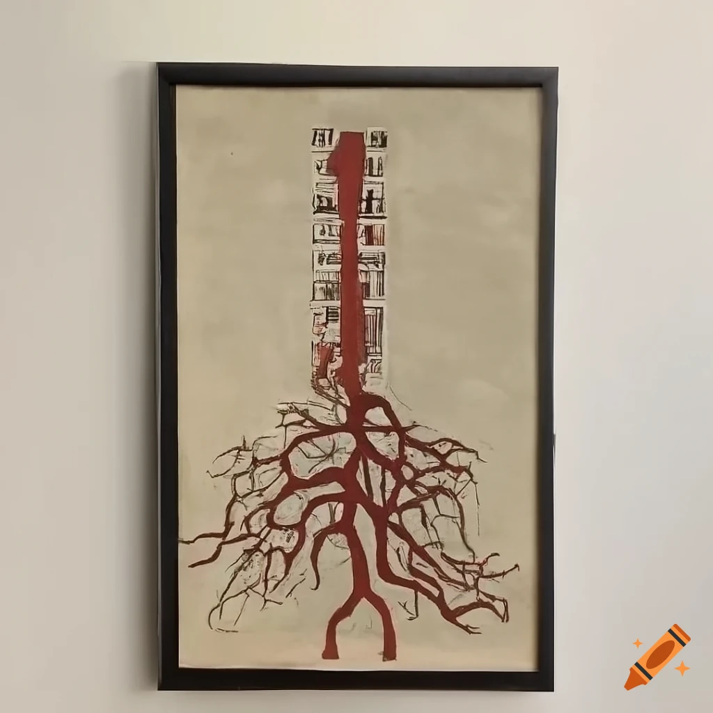 Colorful minimalist art with tree roots on Craiyon