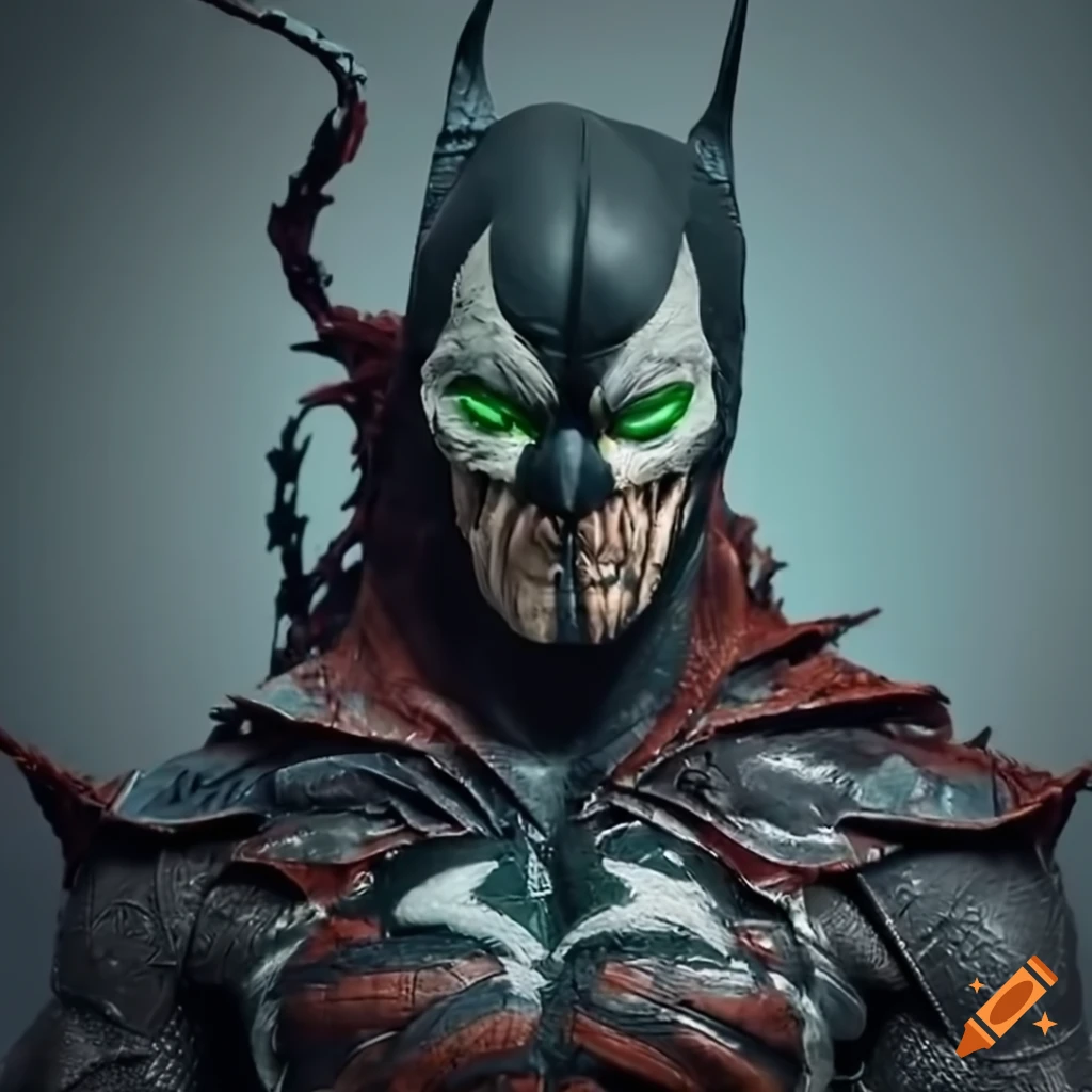 Dramatic action shot of spawn and batman on Craiyon