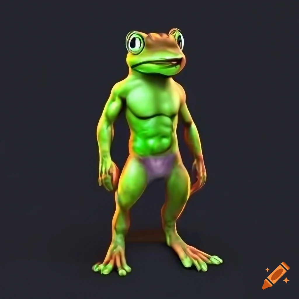 2d rendering of a colorful anthropomorphic treefrog on Craiyon
