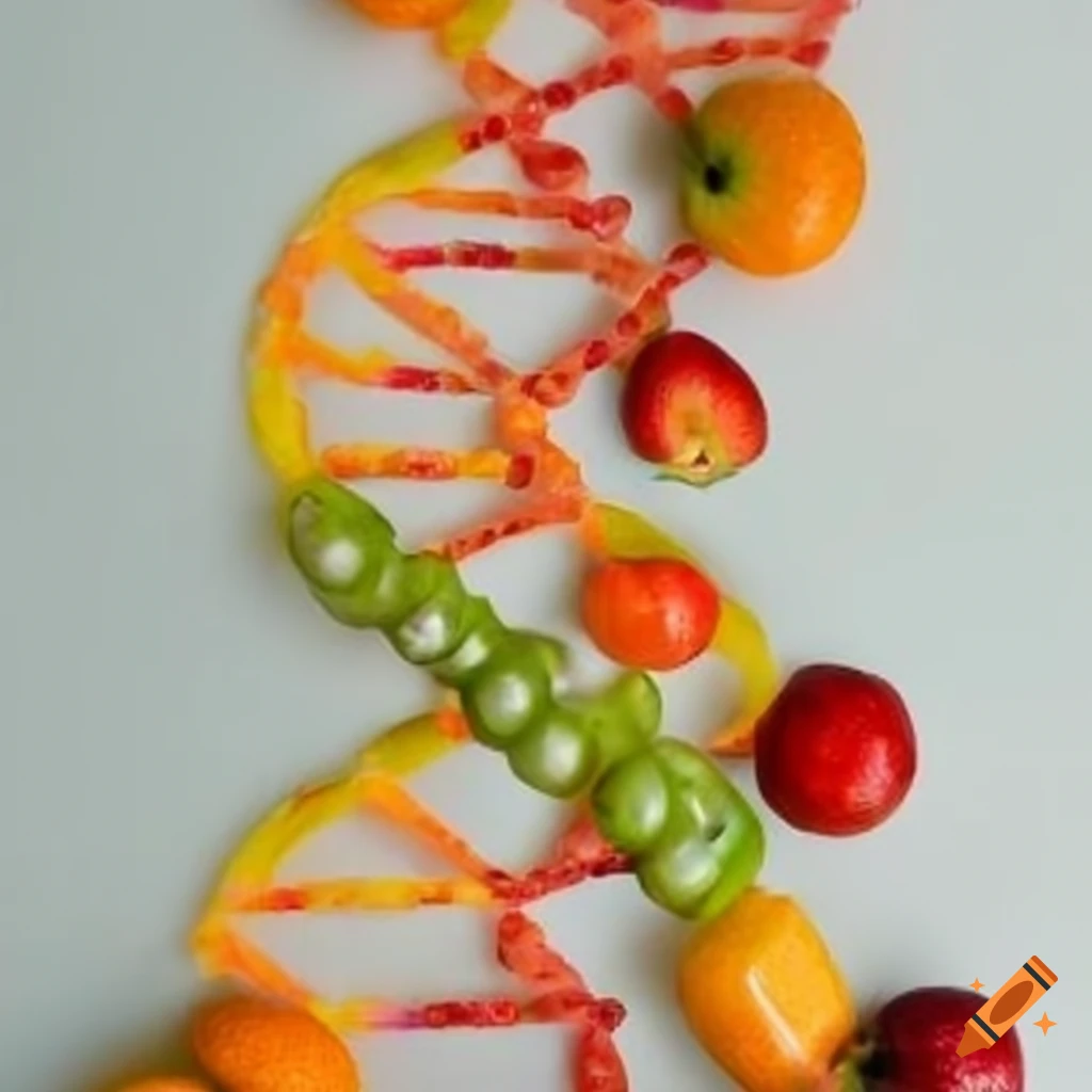 DNA strand made of fruits on Craiyon