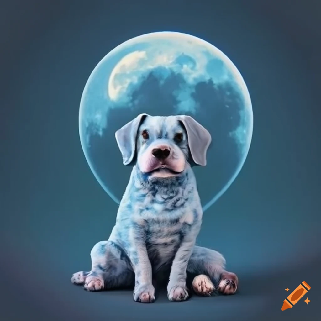 Blue dog looking at the moon on Craiyon