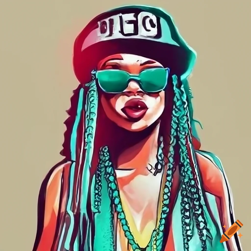 Sketch of a woman with hip hop style