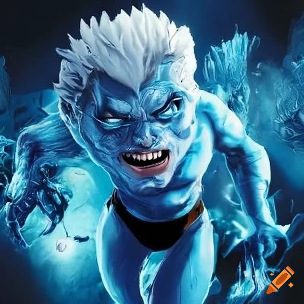 Illustration of a superhero named frost bite