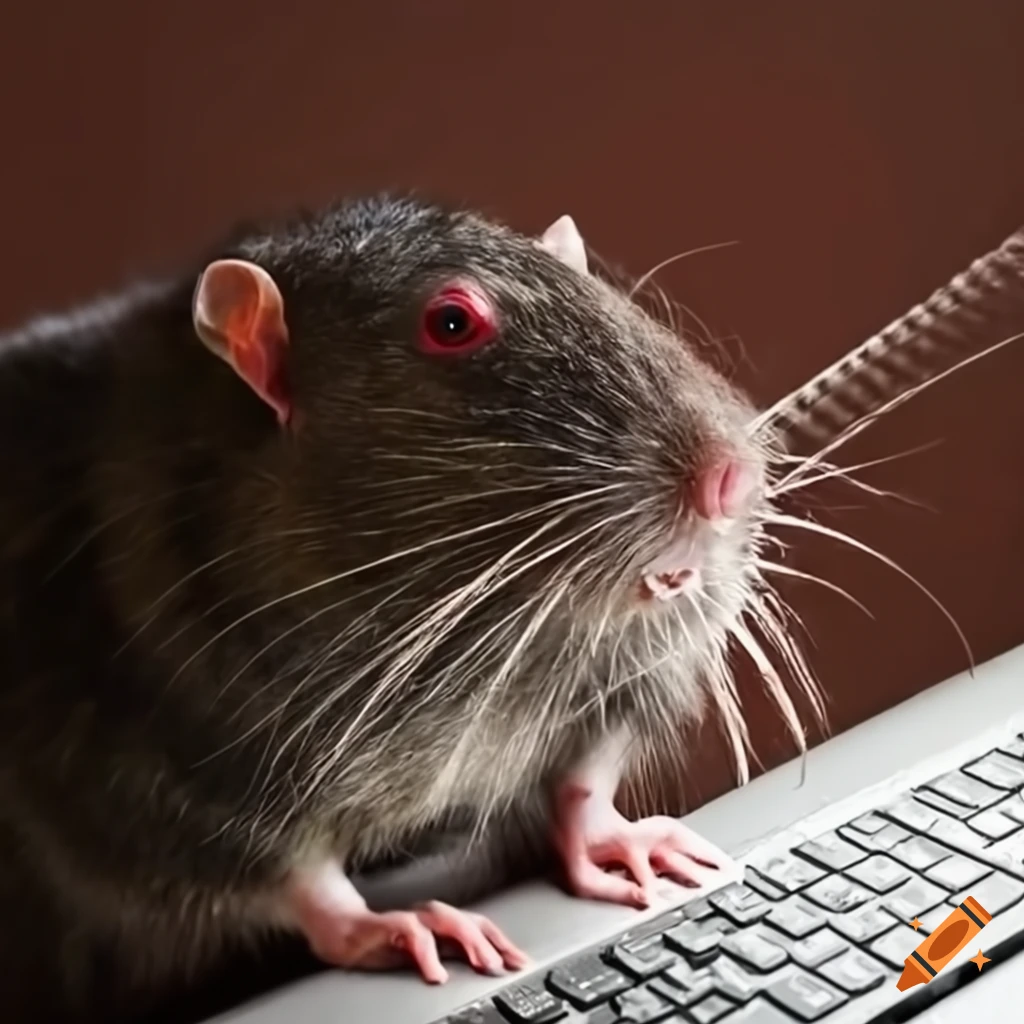 Funny photo of a rat using a computer on Craiyon