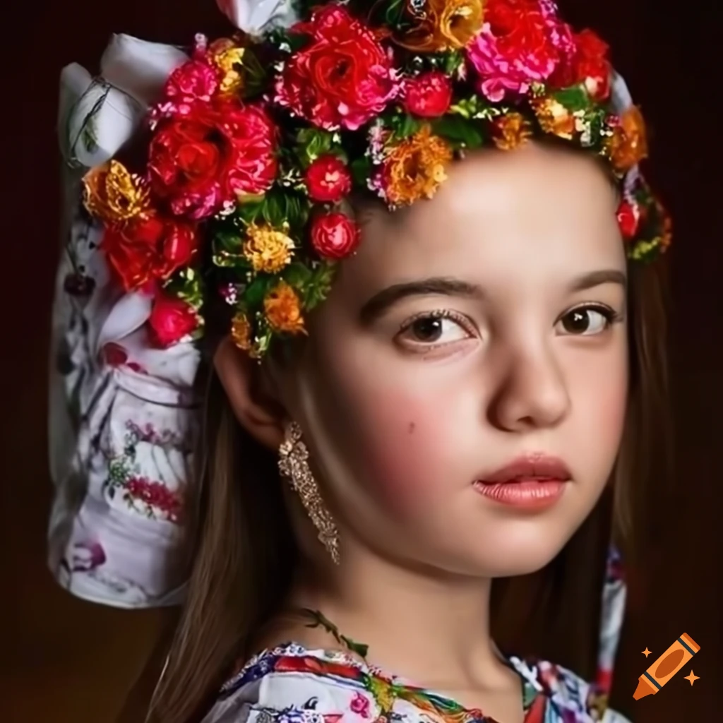 Portrait of a romanian girl in traditional attire