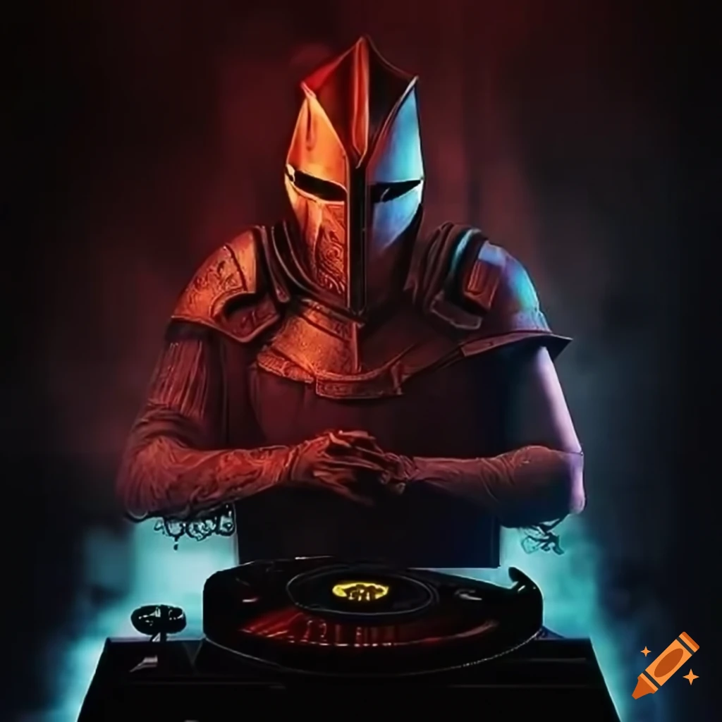 Knight at a dj booth on Craiyon