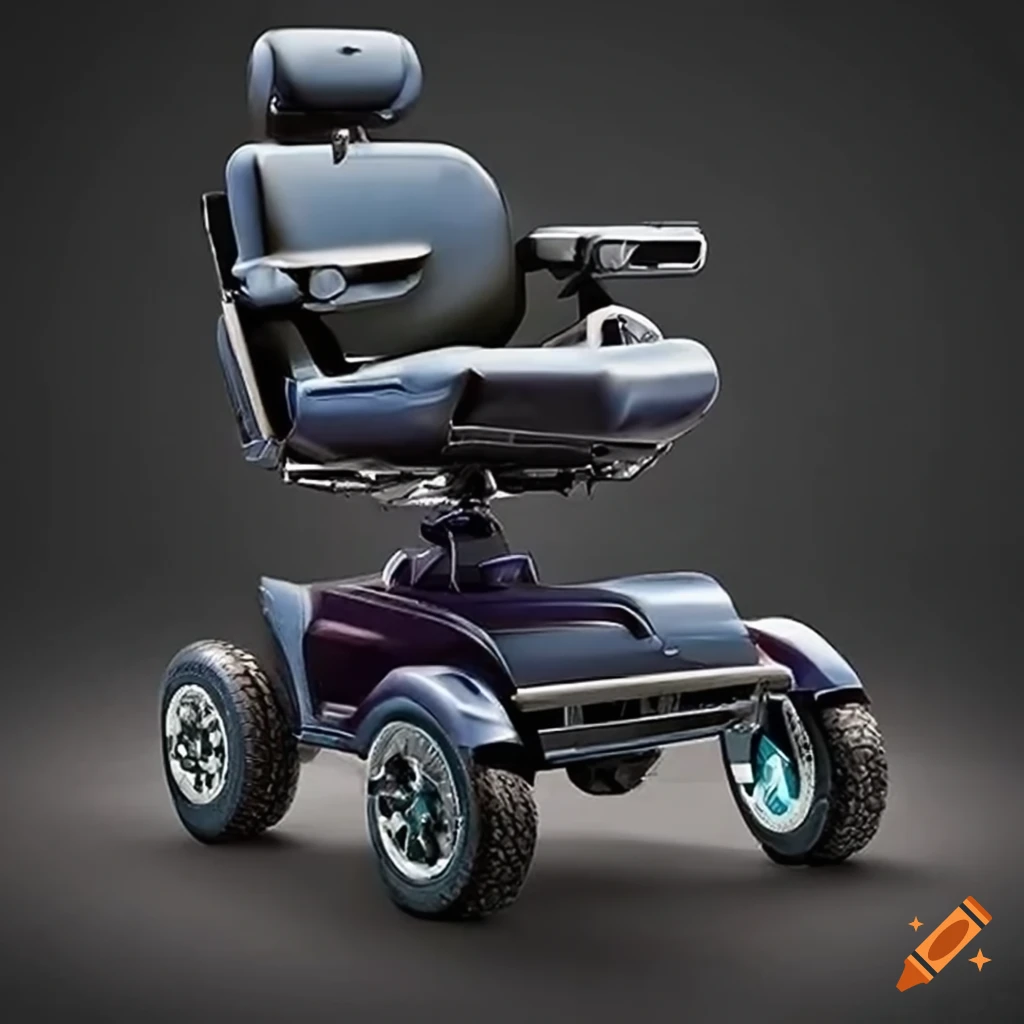 Motorized wheelchair with virtual display and solar panel, equipped ...