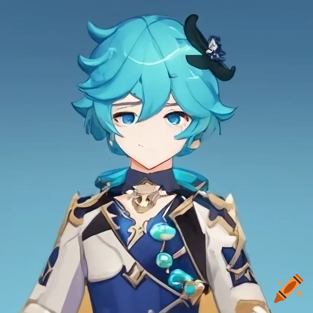 Genshin Impact Hydro character reference sheet on Craiyon