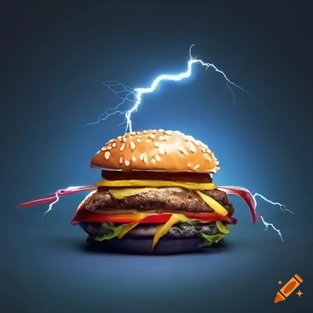 Dynamic and vibrant logo for bolt burger on Craiyon