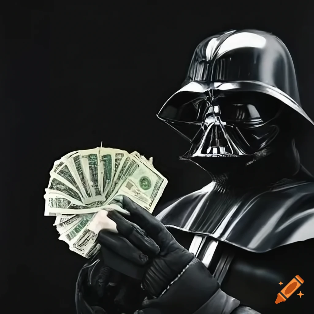 Image of darth vader with money in death star