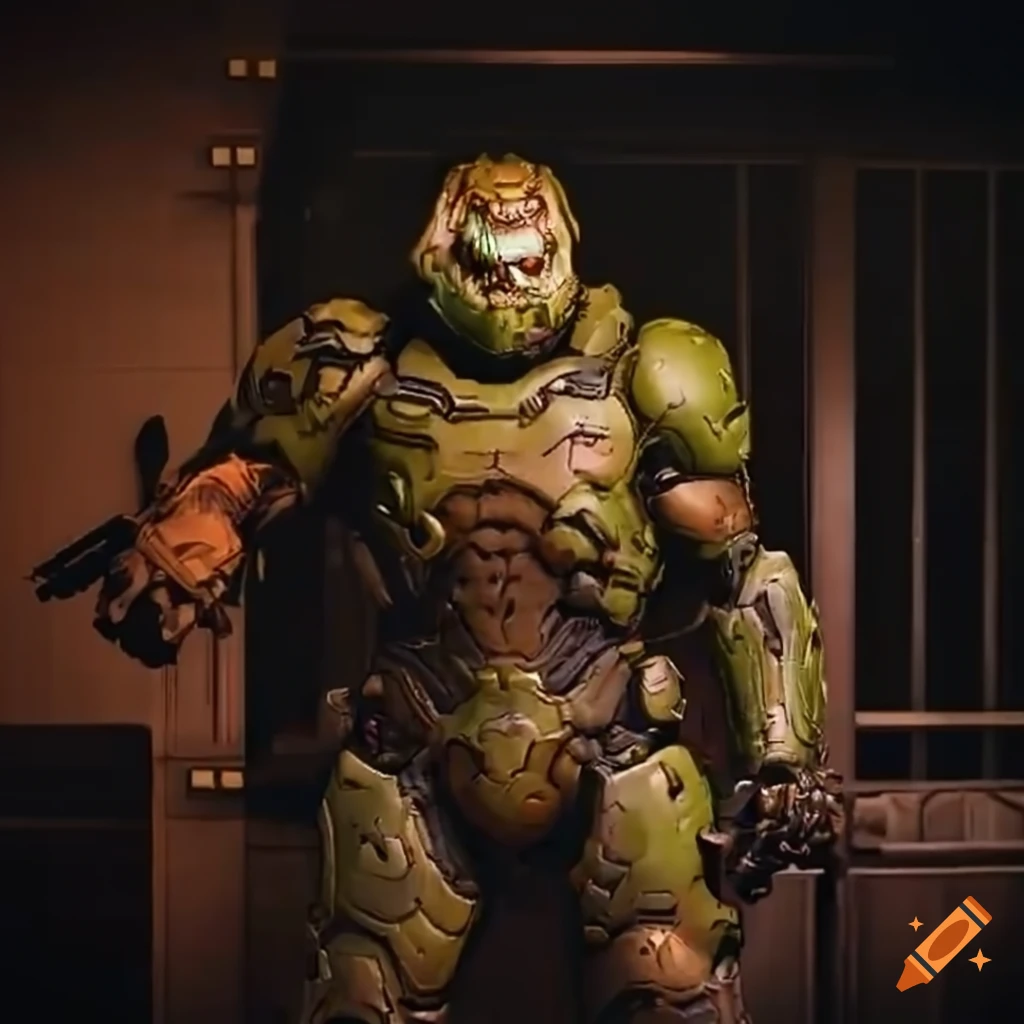 Image of a creepy character from doom slayer eternal on Craiyon