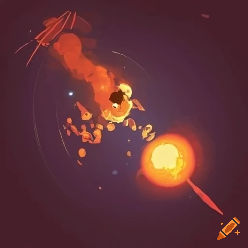 2d game element: flying projectile on Craiyon