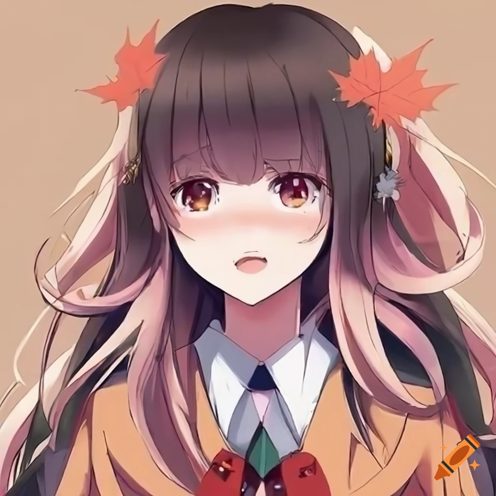 Anime girl with maple leaf shaped pupils on Craiyon