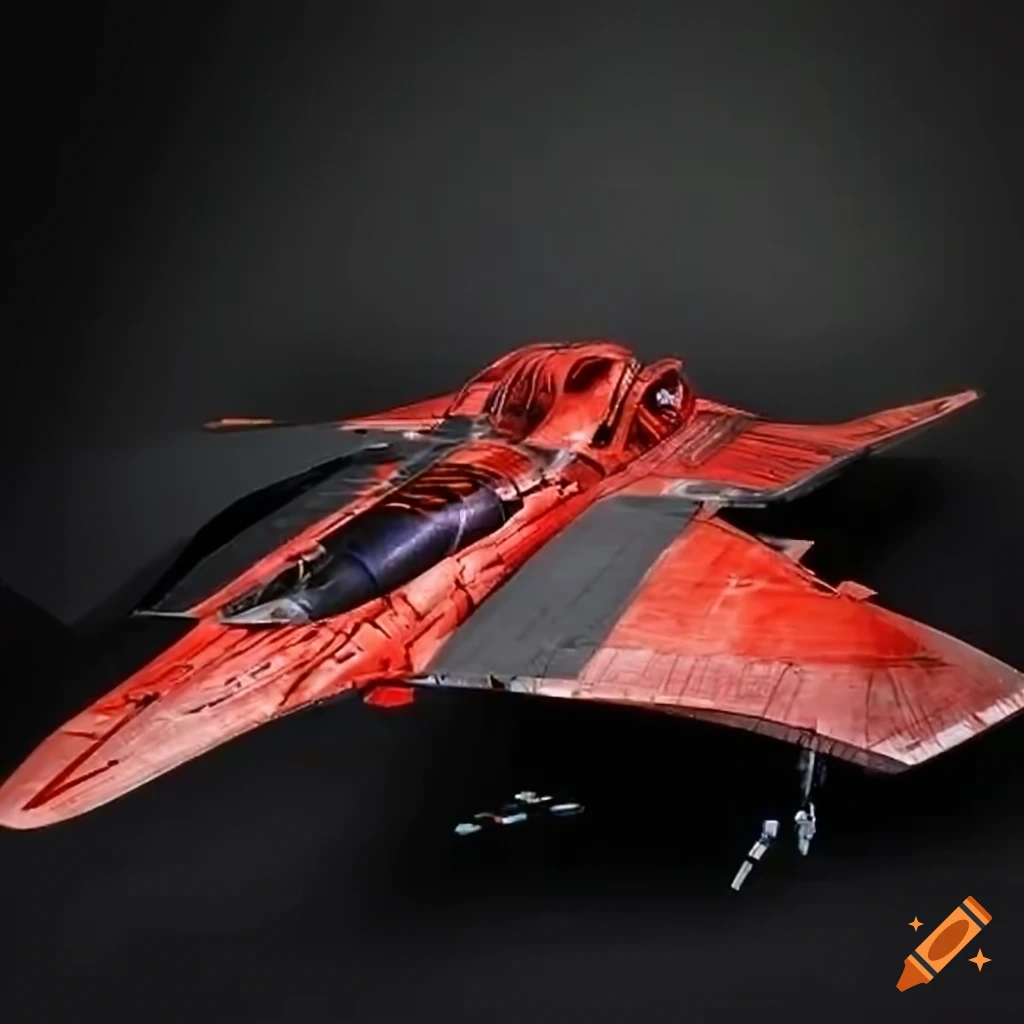 Royal red pterodactyl-themed star fighter on Craiyon