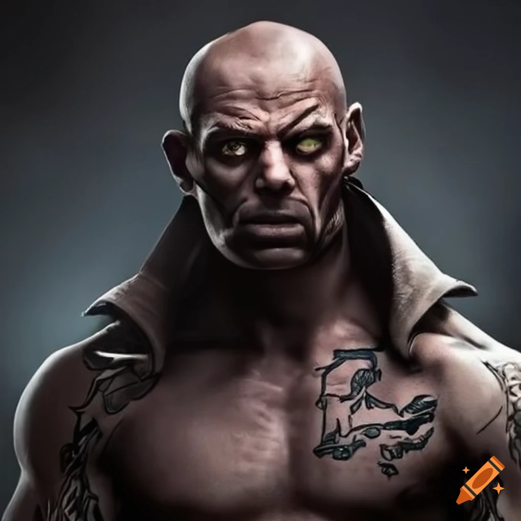 Strong man with a crazy expression on Craiyon