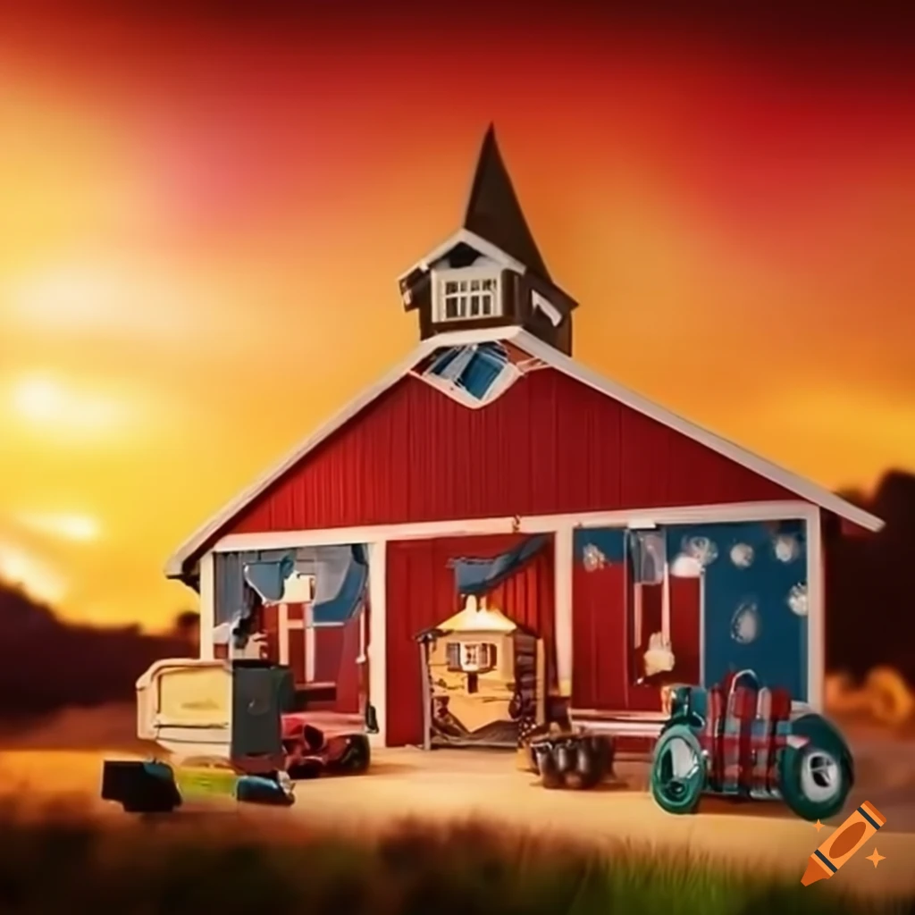 Picturesque farm scene with barn set for a romantic outdoor wedding on ...