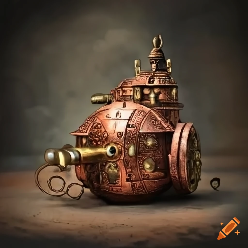 Steampunk tank with aztec symbols on Craiyon