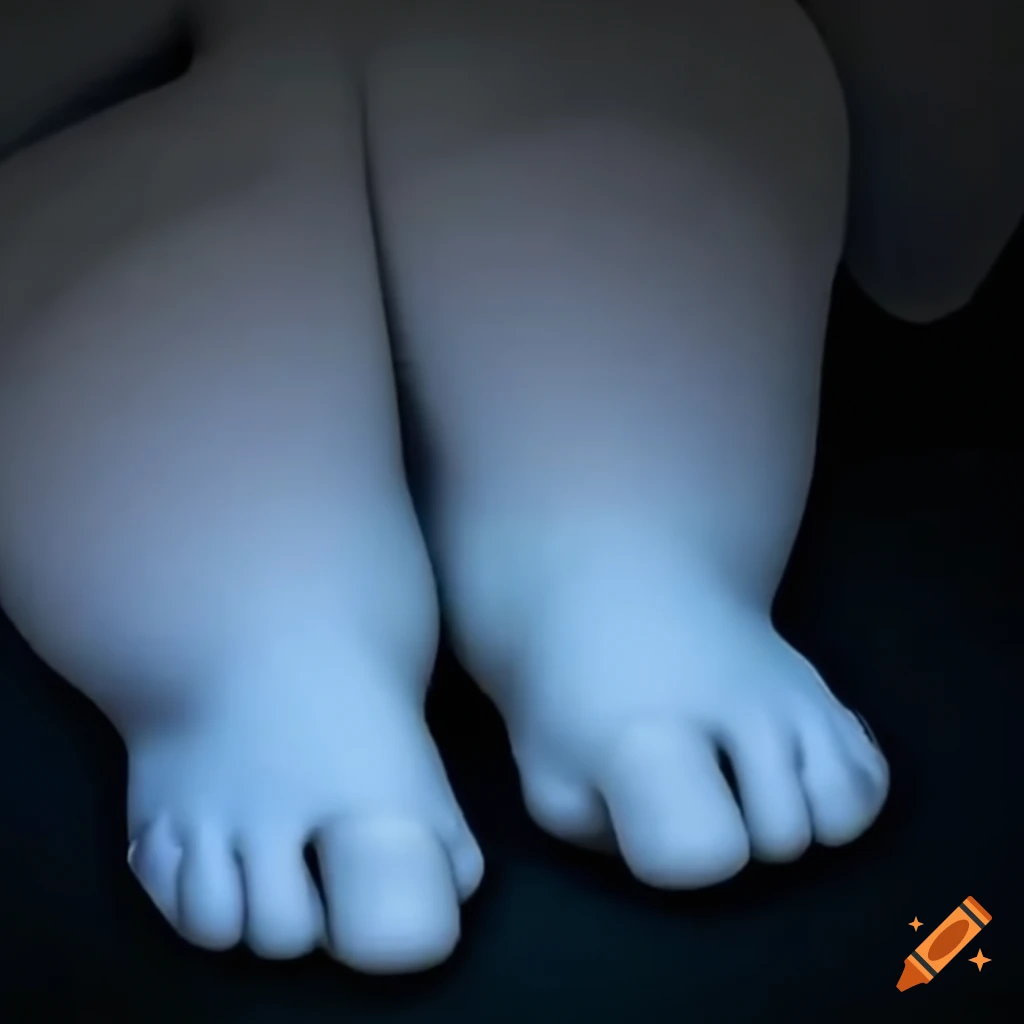 Close-up of boo's ghostly big white feet on Craiyon