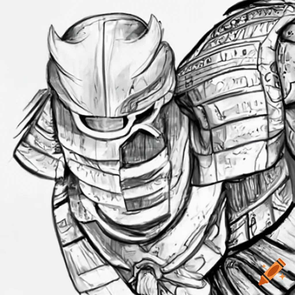 Front view of a superhero in faceless samurai armor on Craiyon