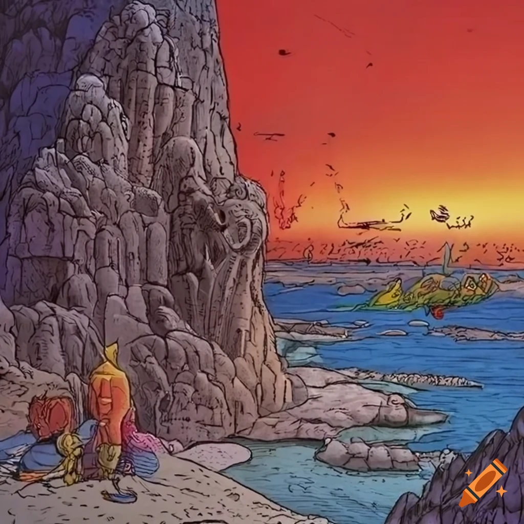 Moebius lightspeed art on Craiyon