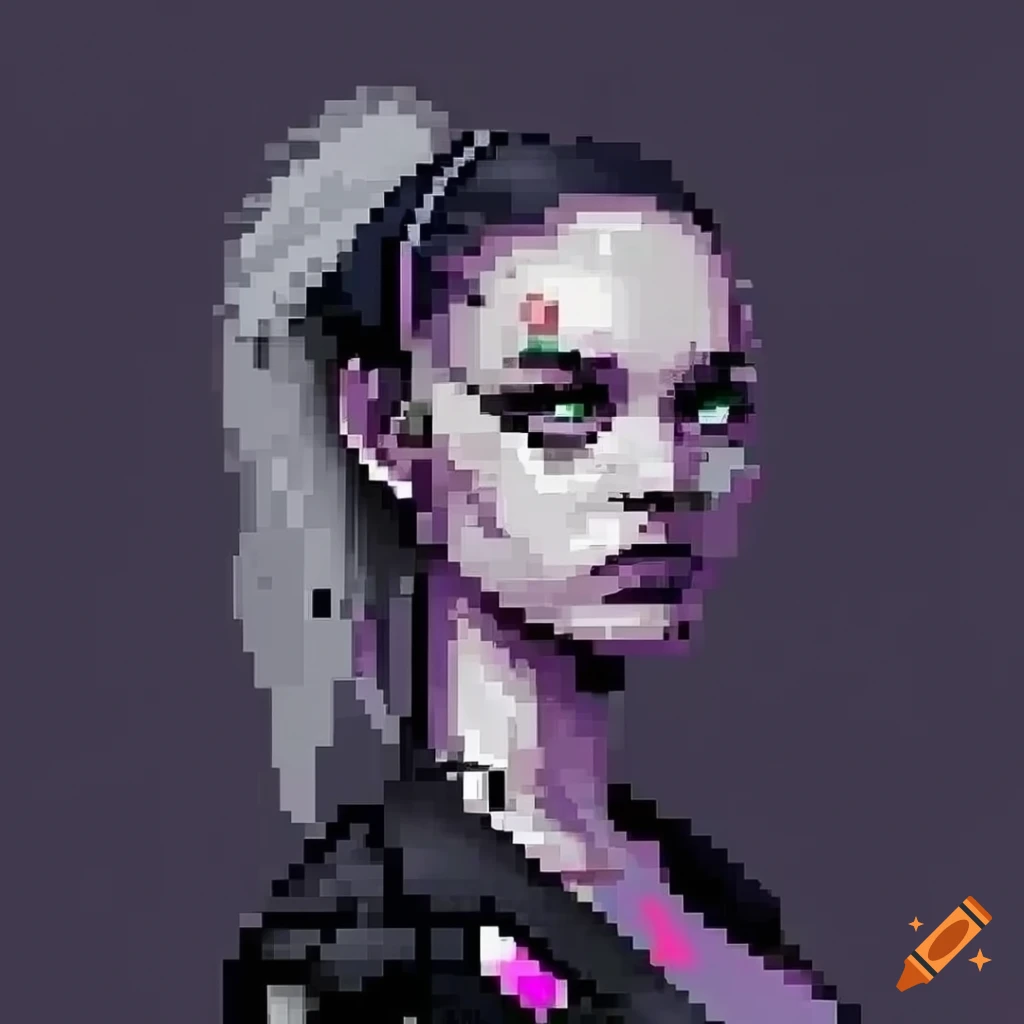 Pixel Art Portrait Of A Cyberpunk Girl With Implants On Craiyon
