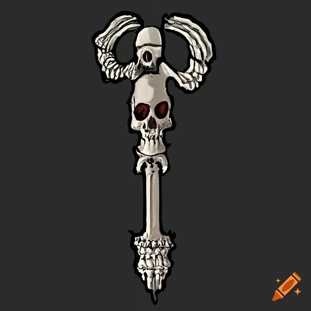 Image of an evil undead artifact in the shape of a skull-topped staff ...