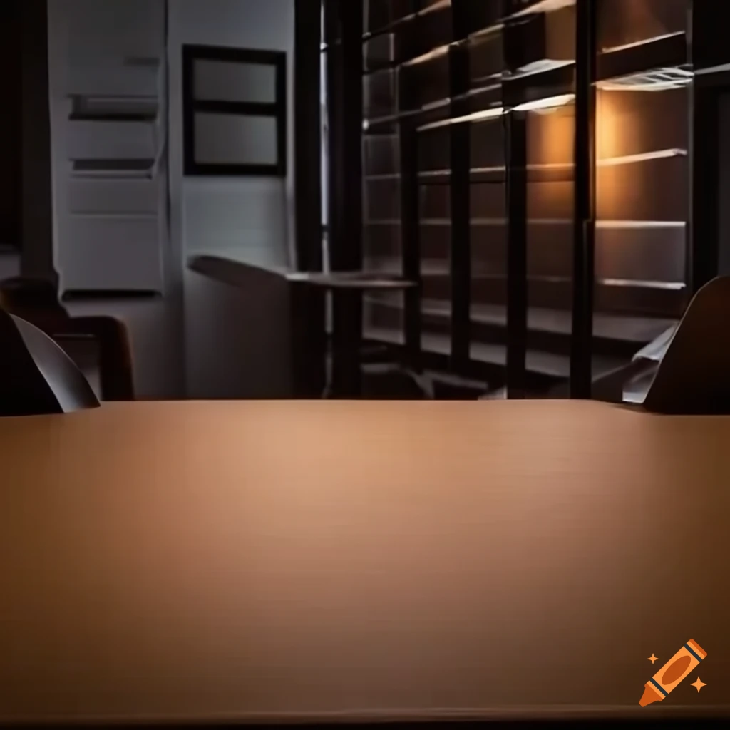 Empty office at night with papers on the table on Craiyon