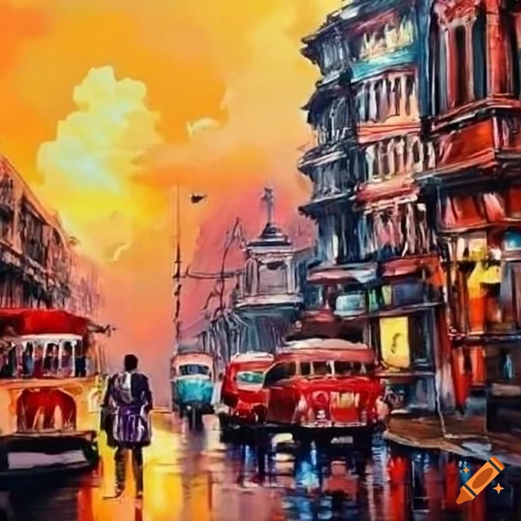 Painting of kolkata city skyline on Craiyon
