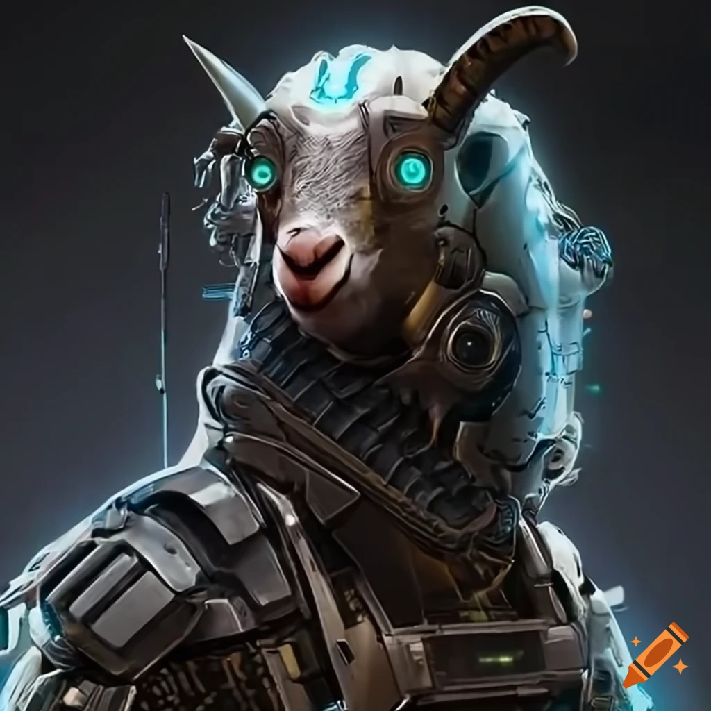 Cyborg-goat with solar panels