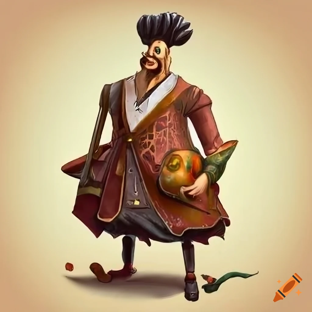 Portrait of adventurous time-traveling chef blending different styles ...