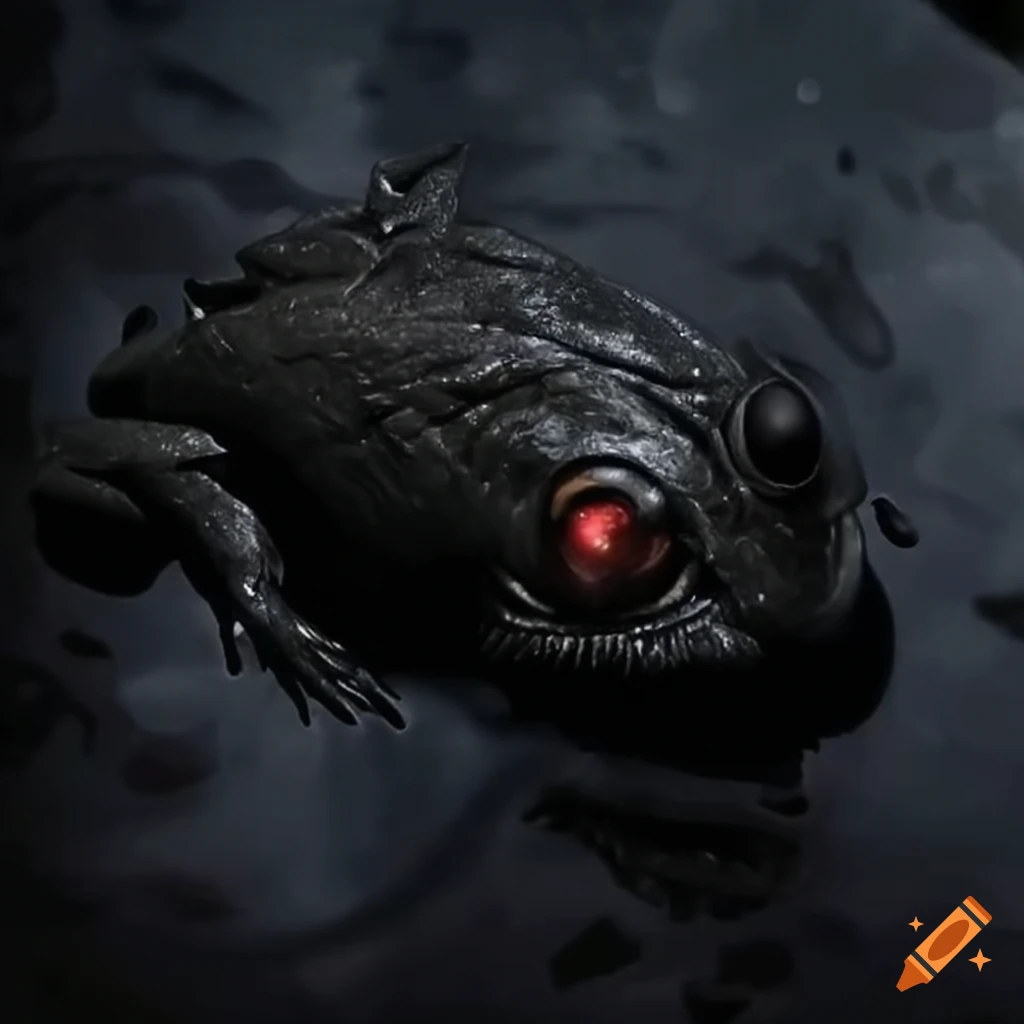 Black shadow frog with demonic eyes