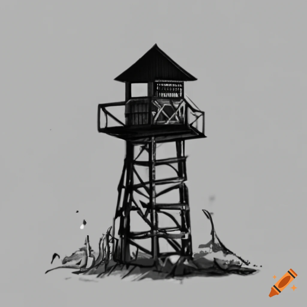 Impressive monochrome image of fire watchtower on Craiyon