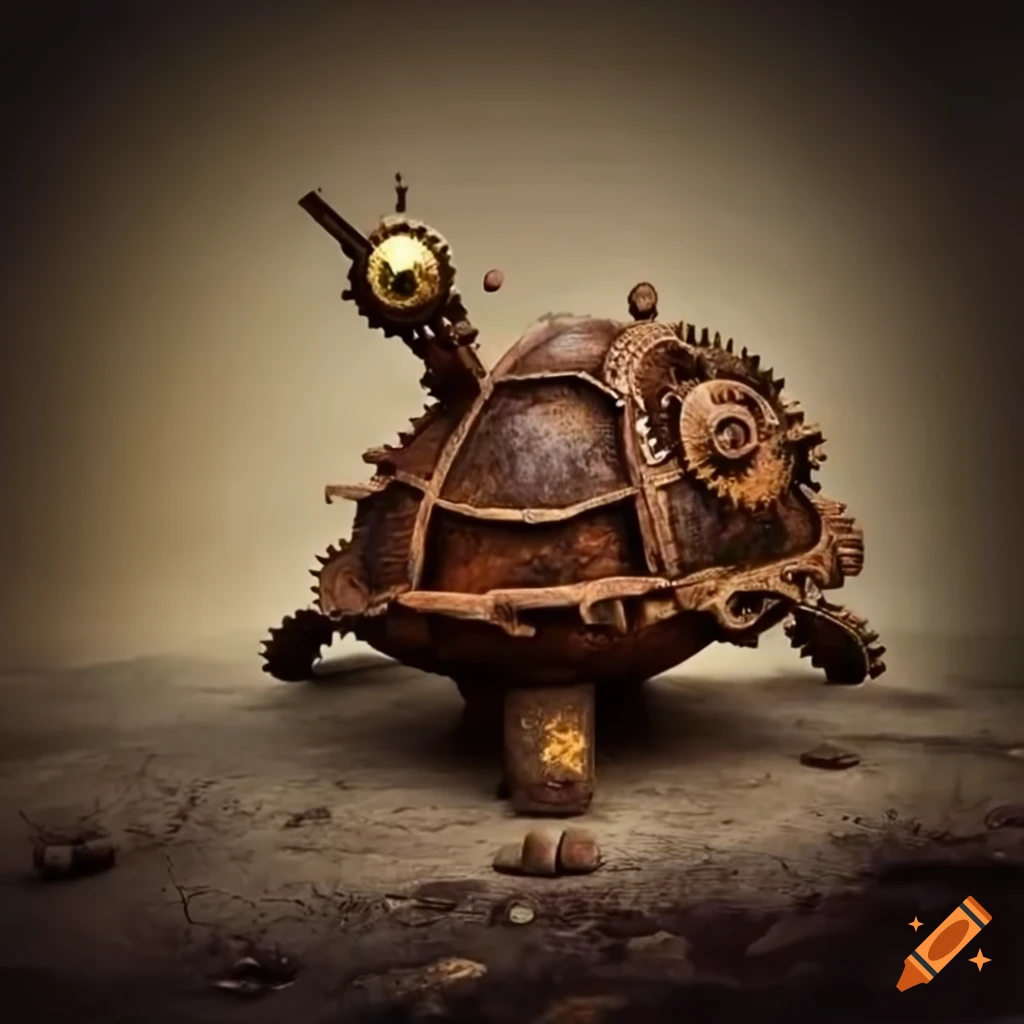 Rusty steampunk turtle machinery on Craiyon