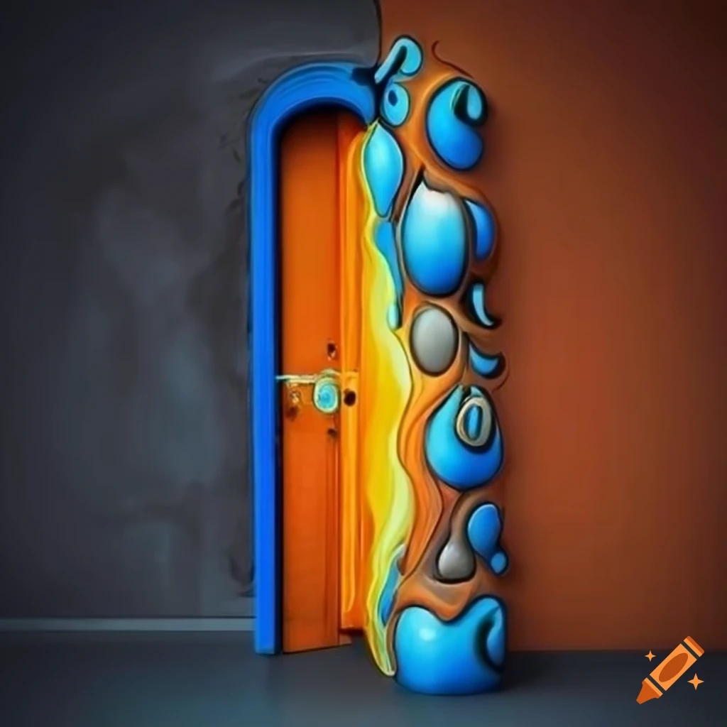 Surrealism abstract door with colorful flower vase on Craiyon