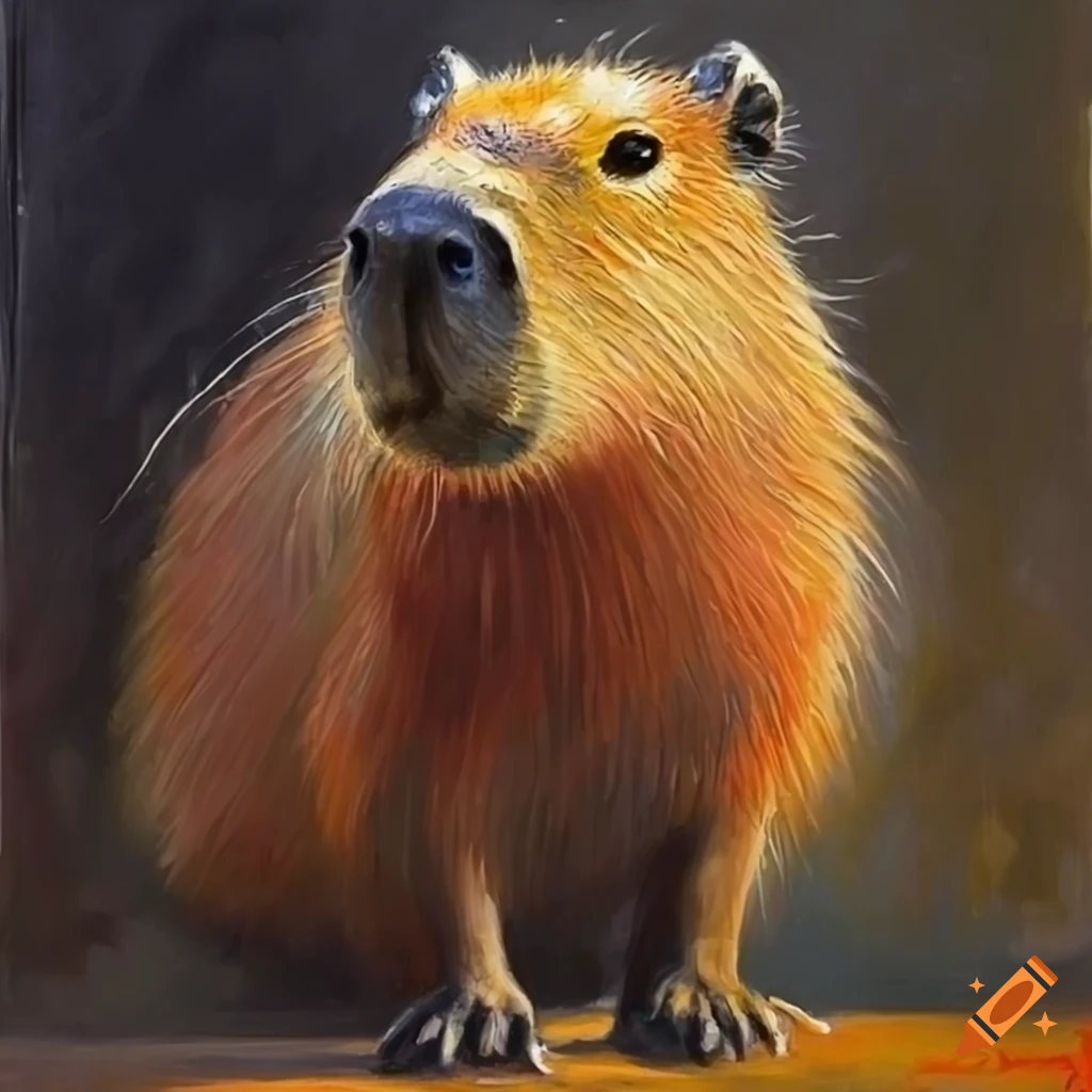 Oil painting of a capybara on Craiyon