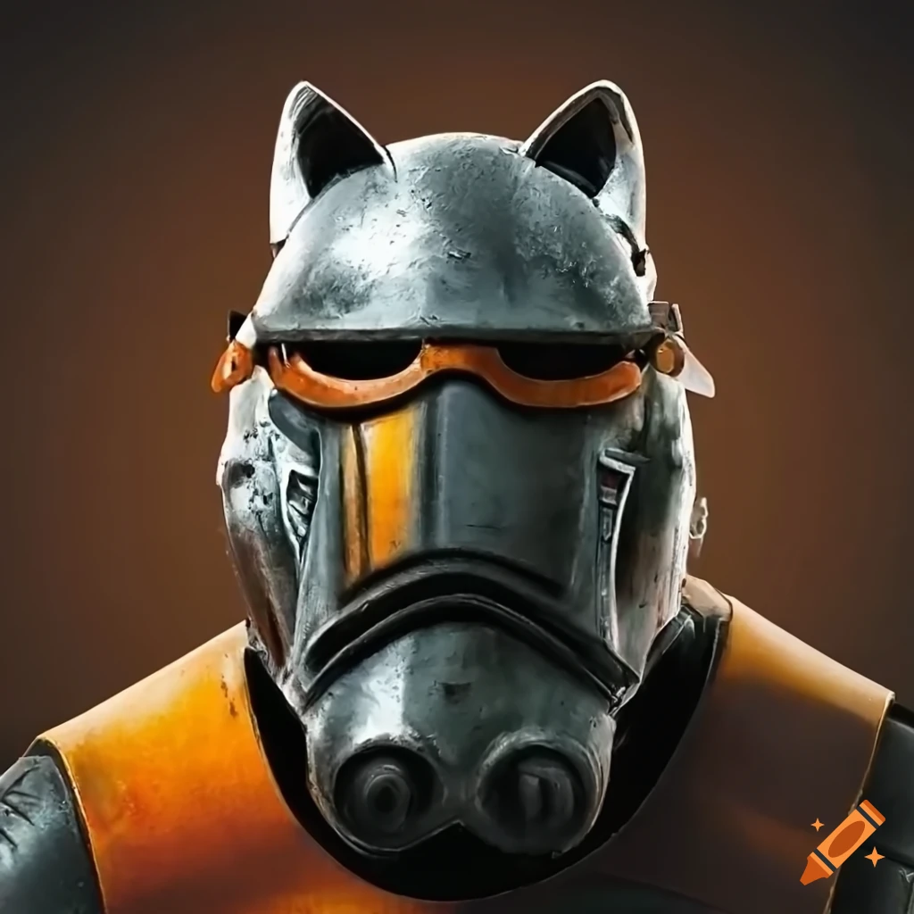 Fallout Power Armor Helmet with fox motif on Craiyon