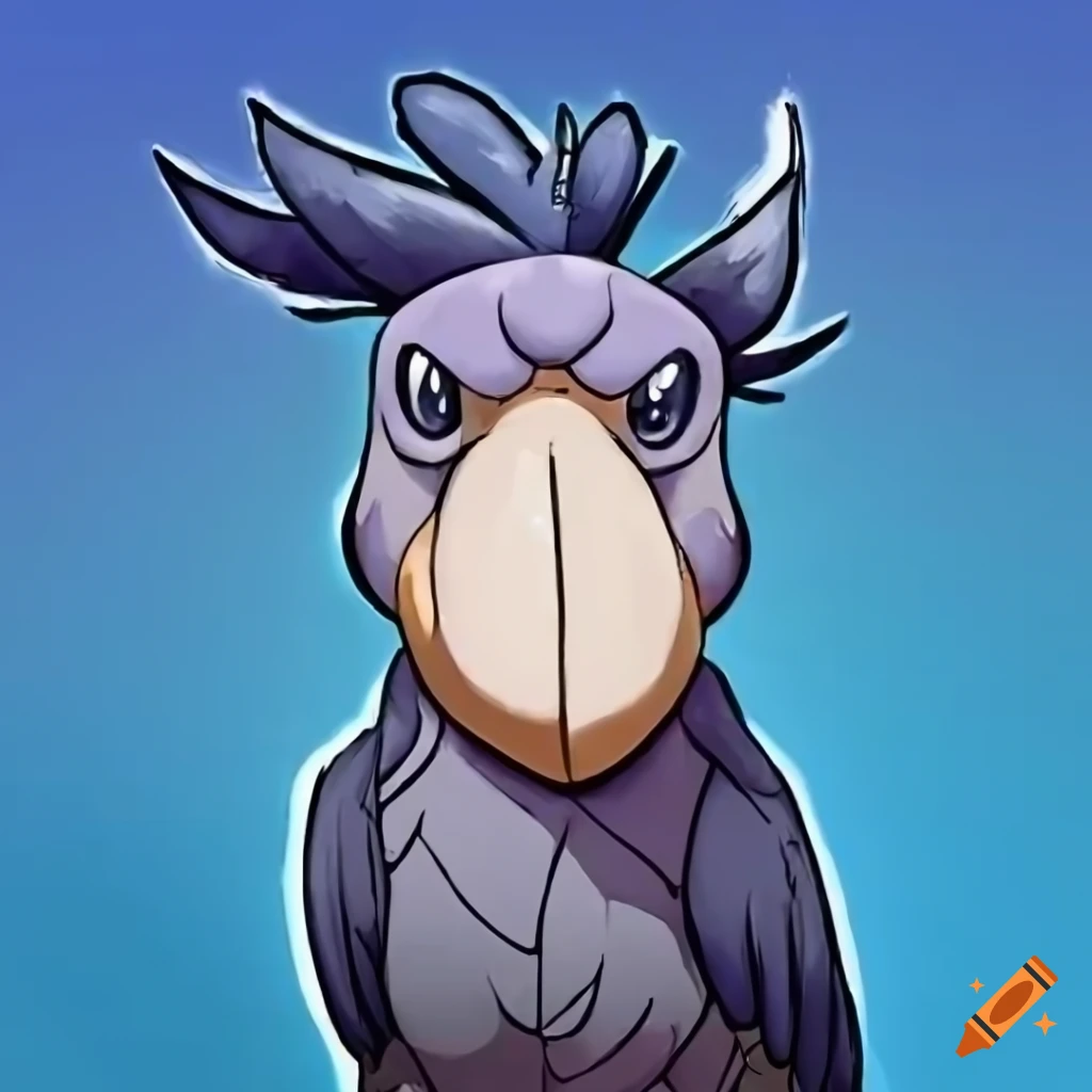 Pokemon-inspired artwork of a shoebill bird on Craiyon