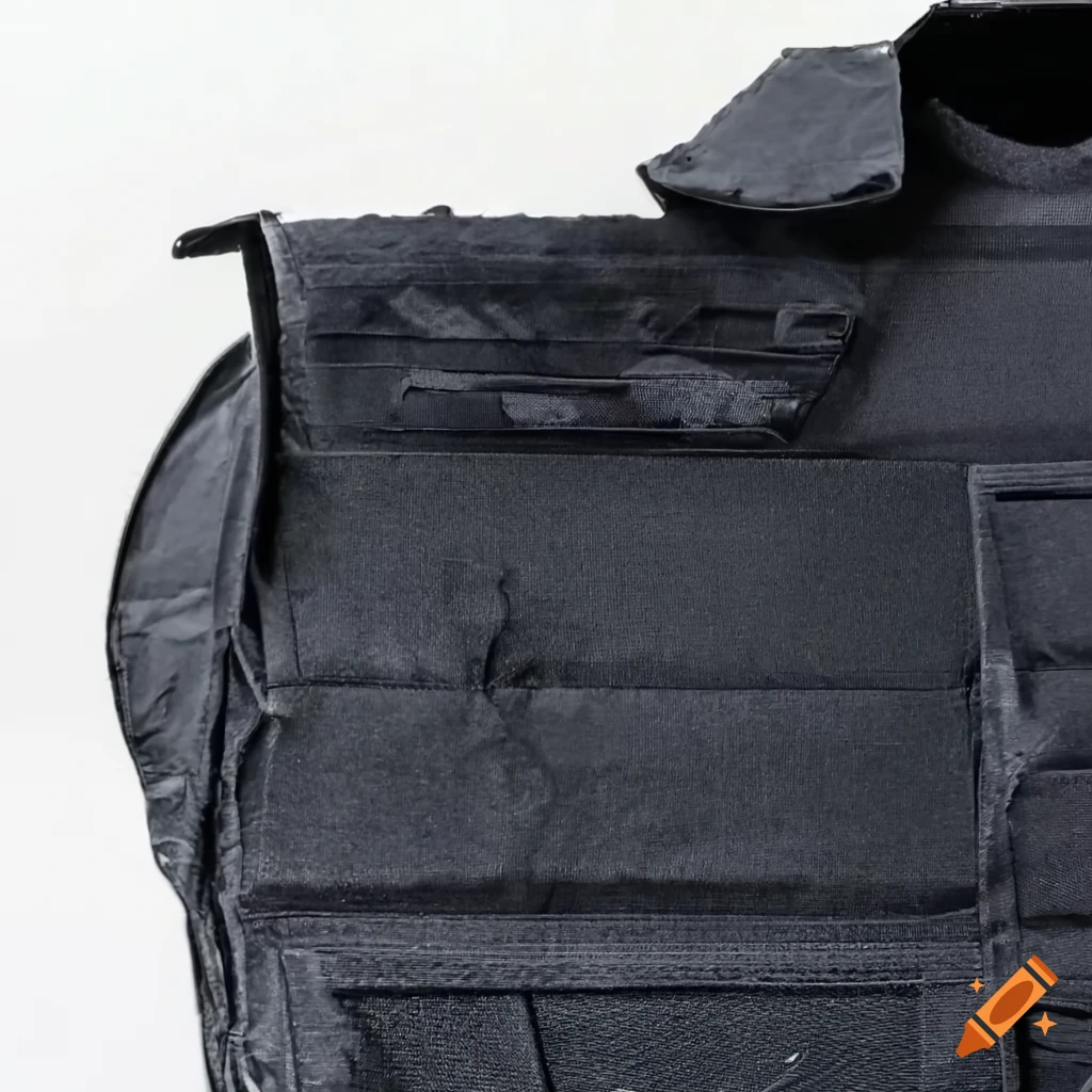 Highly detailed image of a damaged bulletproof vest on Craiyon