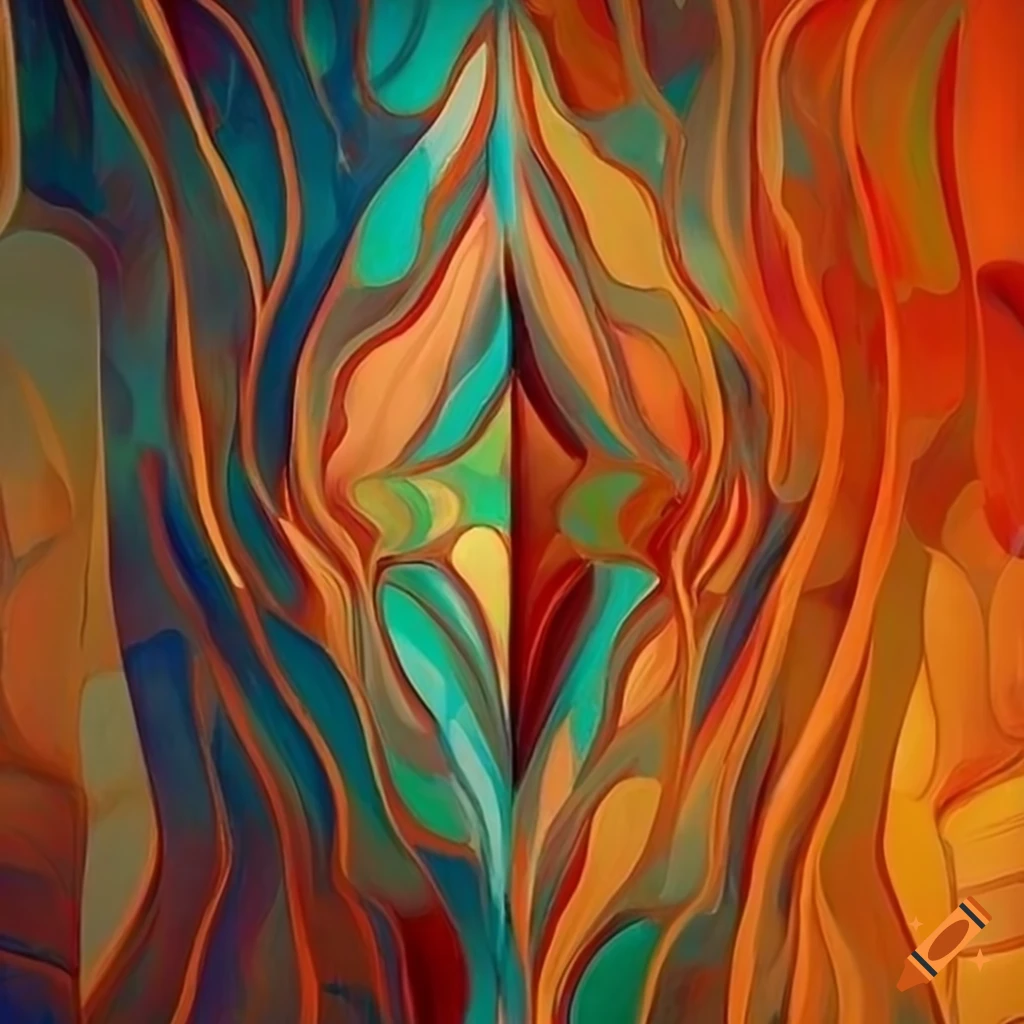 Abstract art deco in muted colors