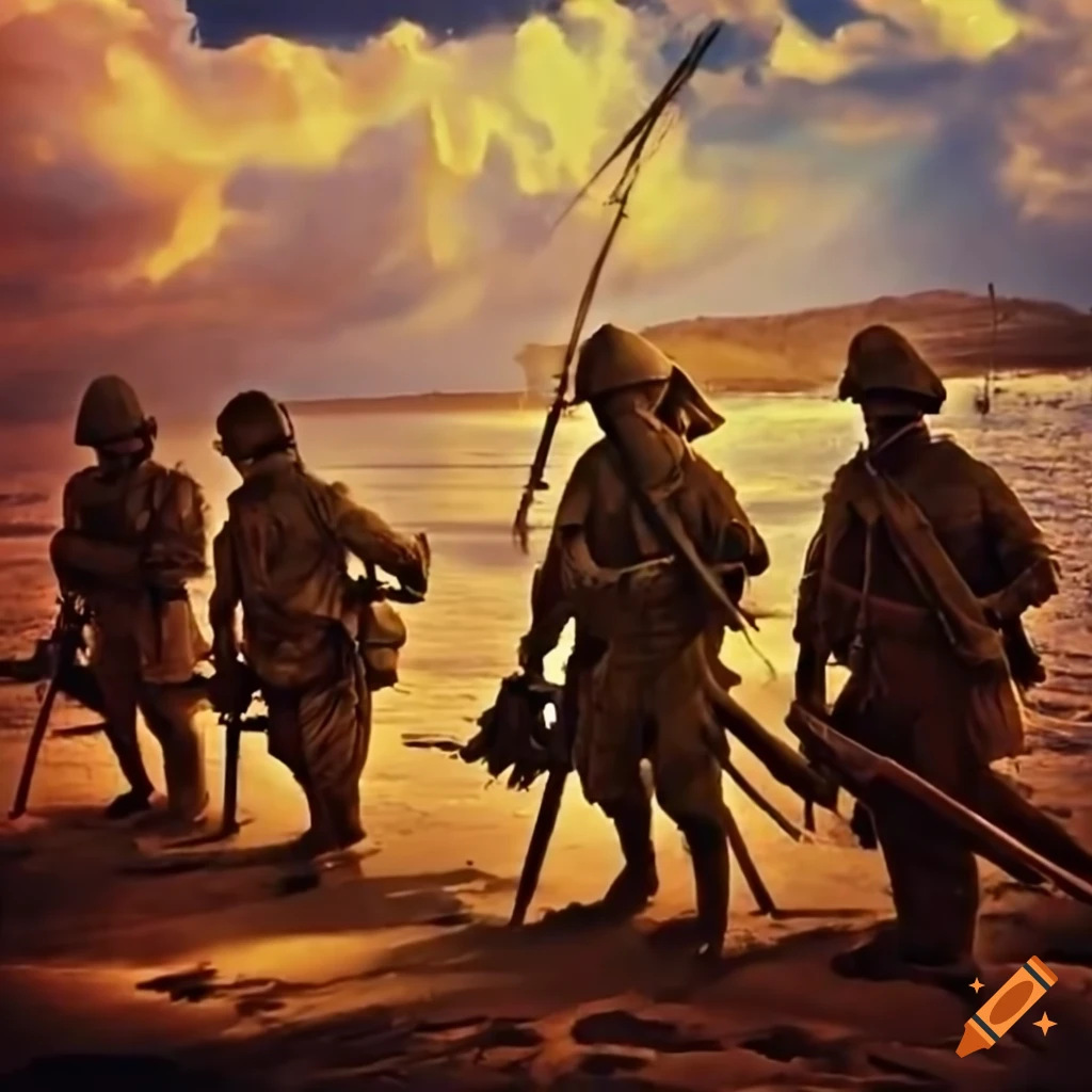 Spanish soldiers on the coast of puerto rico on Craiyon