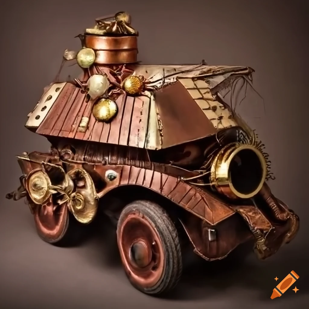 Copper and brass steampunk centipede on Craiyon